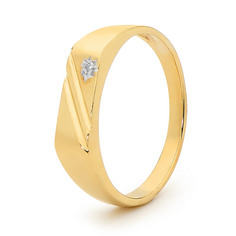 23490 Diamond set men's flat top ring